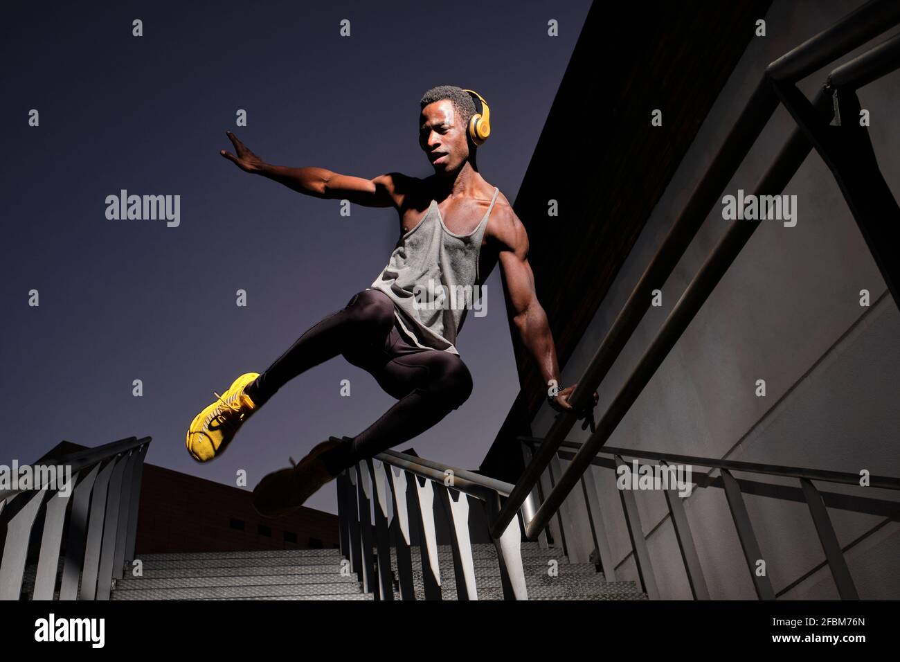 Jumping down stairs hi-res stock photography and images - Alamy