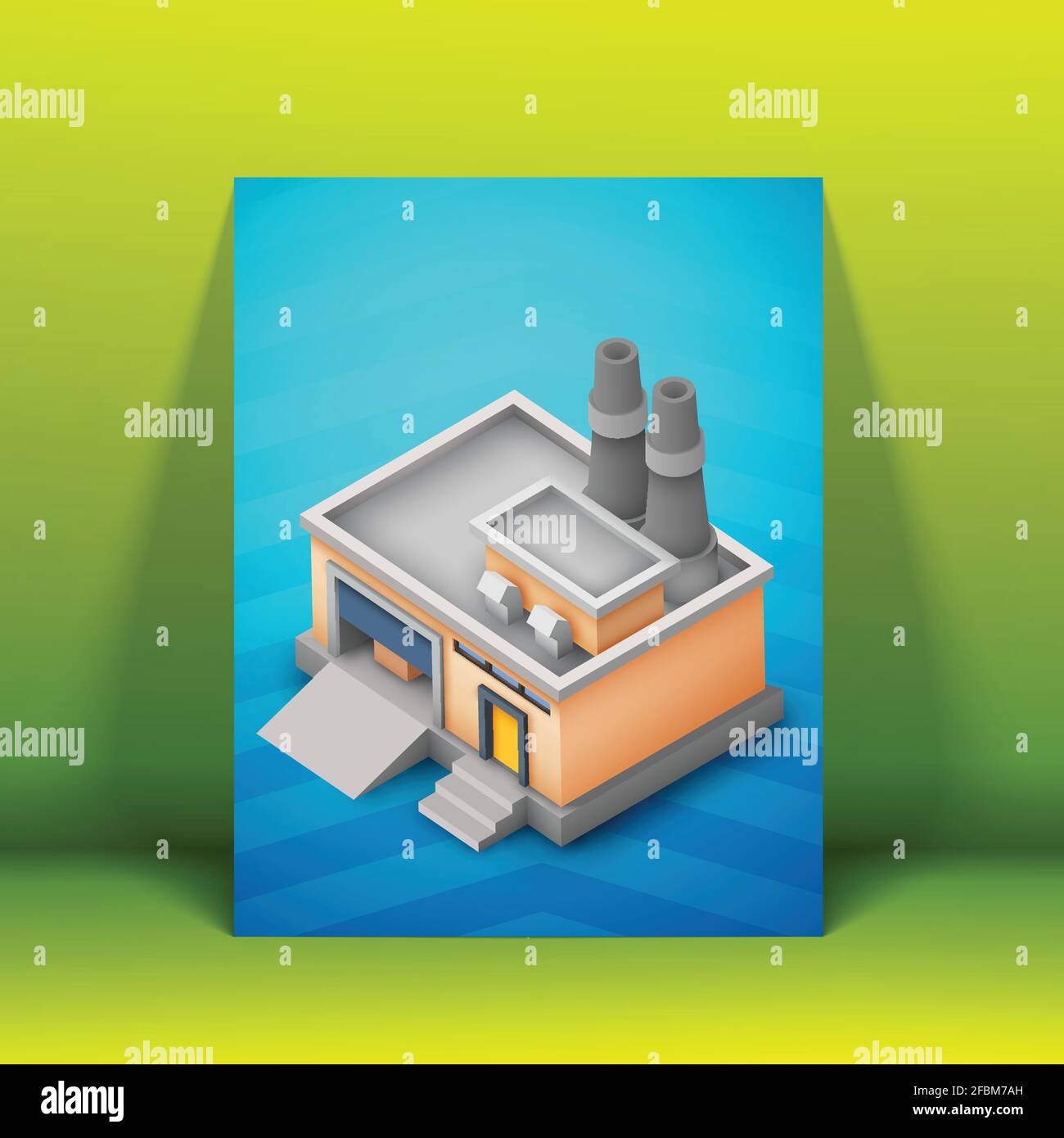 Factory premises poster with light blue background stands at the green ...