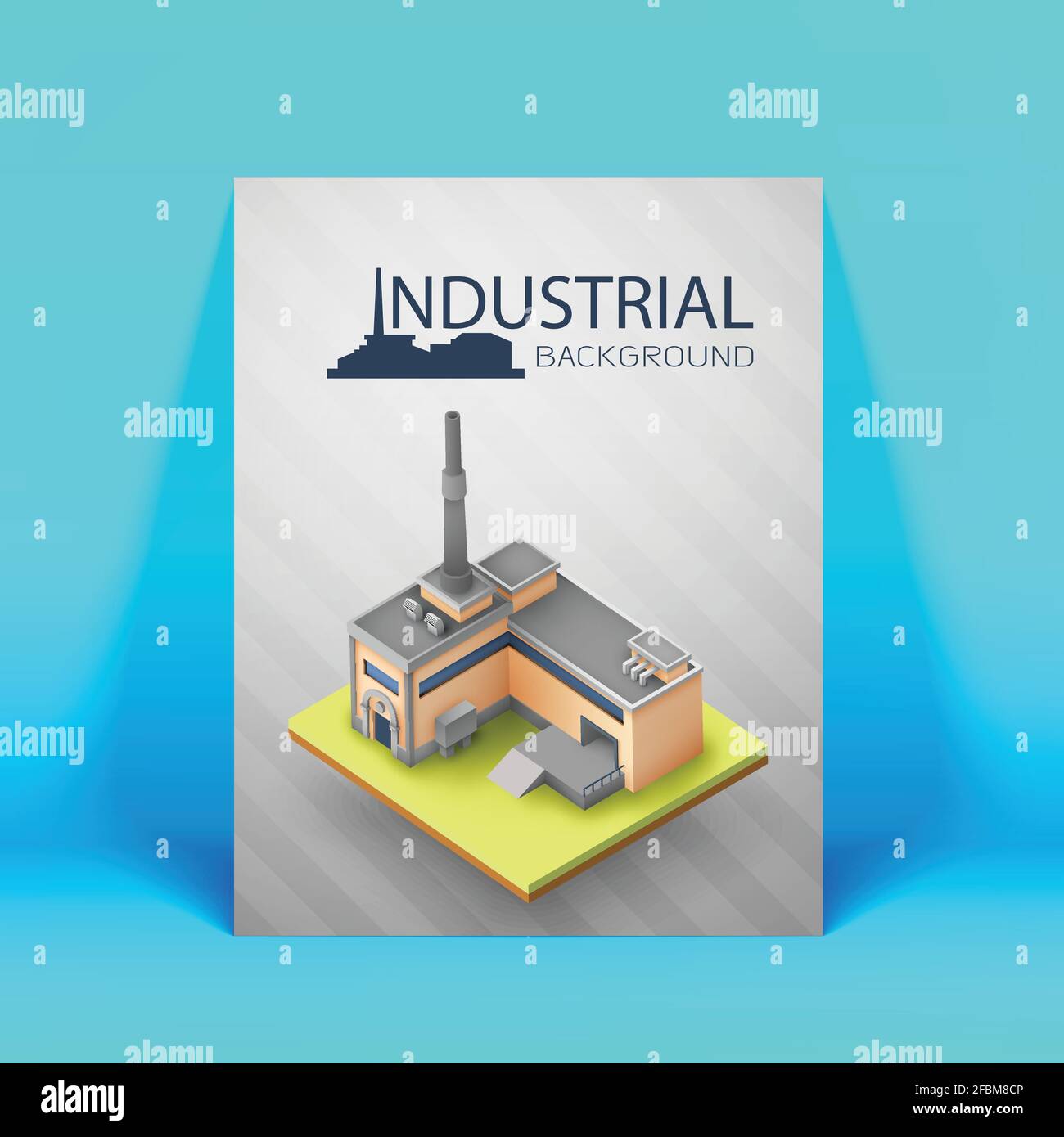 Colored industrial 3 d background factory premises with a warehouse and ...