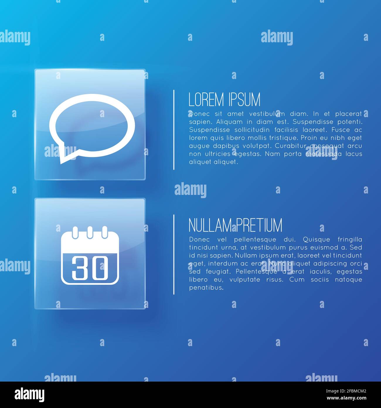 Blue page in business presentation with two important paragraphs and ...