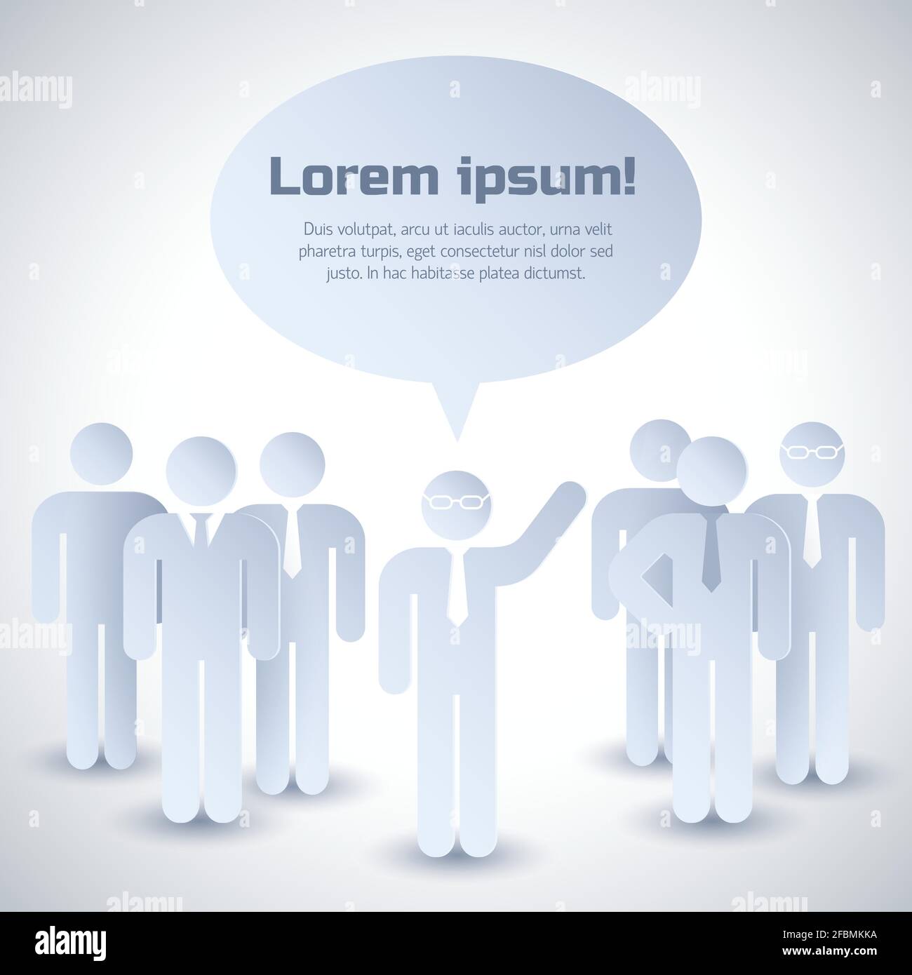 Teamwork gray composition with group of people listen to the opinion of ...