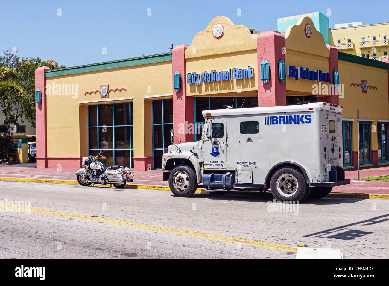 Miami Beach Florida,Collins Avenue Brinks armored truck lorry,parked ...
