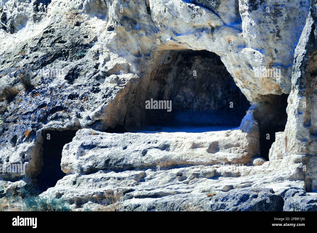 Rock City. Entrance to a man-made cave in a limestone rock. A place of ...