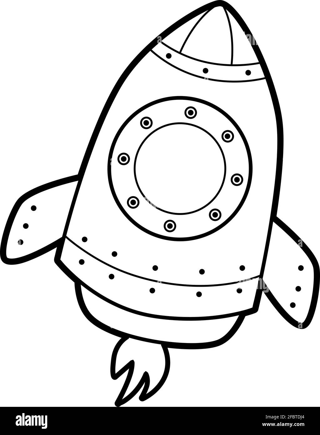 Coloring book or page for kids. rocket black and white vector ...