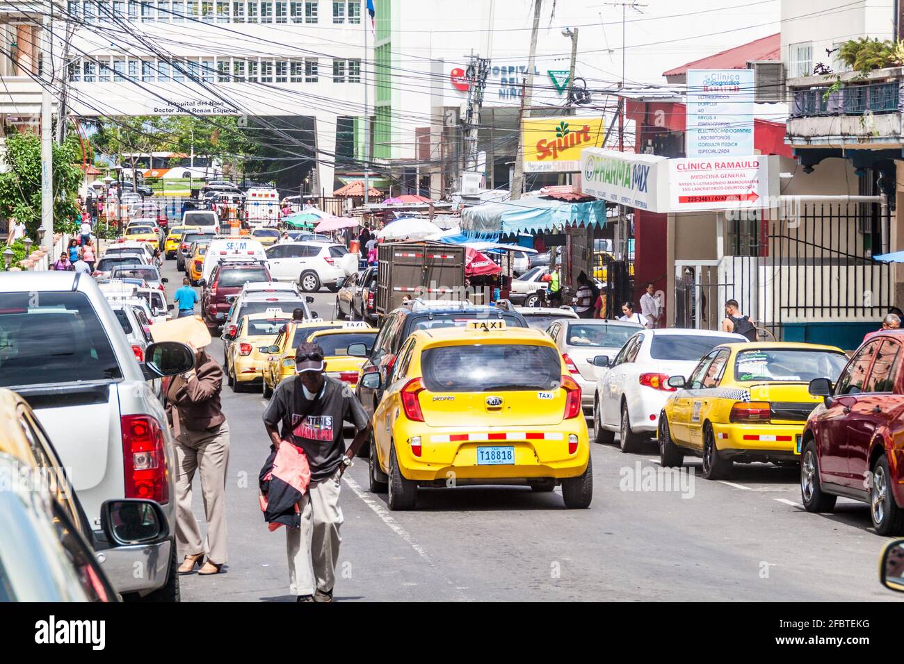 PANAMA CITY, PANAMA - MAY 30, 2016: Traffic on a road near Childrens ...