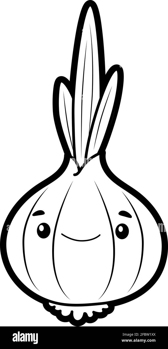 Coloring book or page for kids. onion black and white vector ...