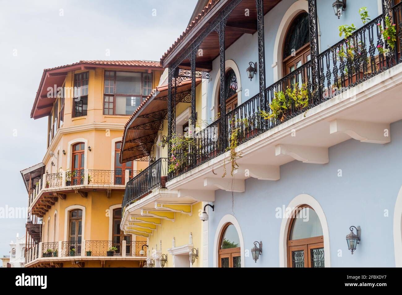 Colonial buildings in Casco Viejo (Old Town) of Panama City Stock Photo ...