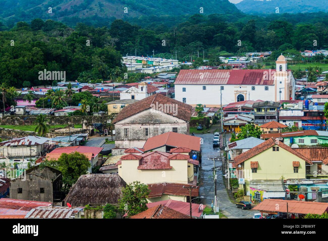 Aerial view of Portobelo village, Panama Stock Photo - Alamy