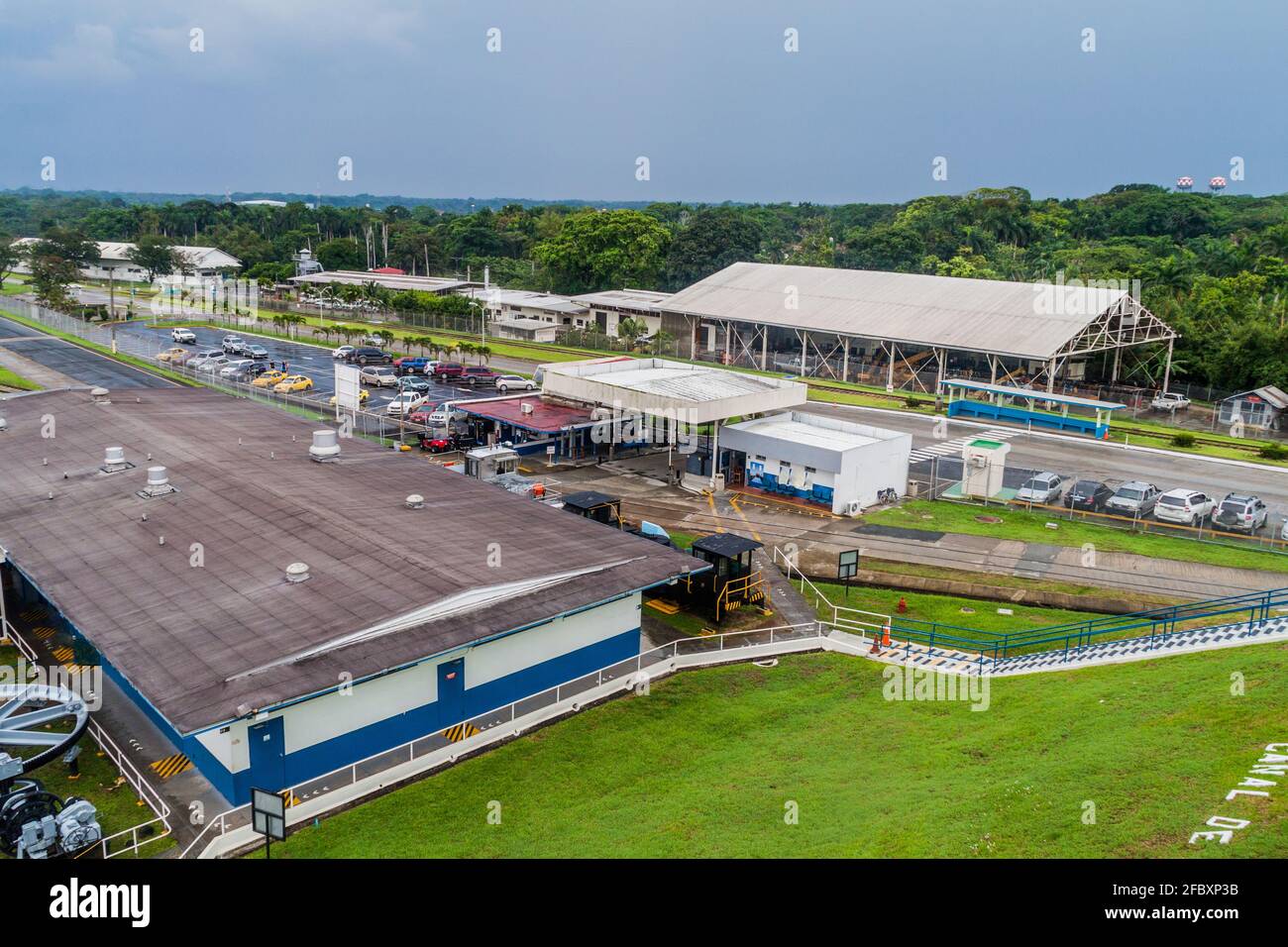 Facilities of Gatun Locks, part of Panama Canal Stock Photo - Alamy
