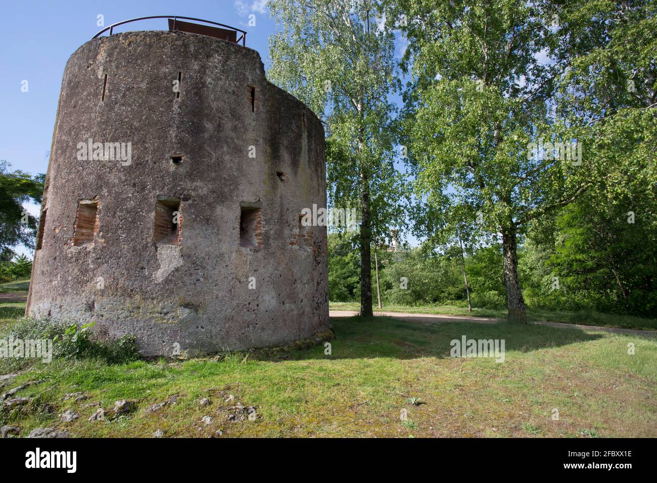 Olot, Spain, May 1, 2020 - Torres de Sant Francesc in crater of extinct ...