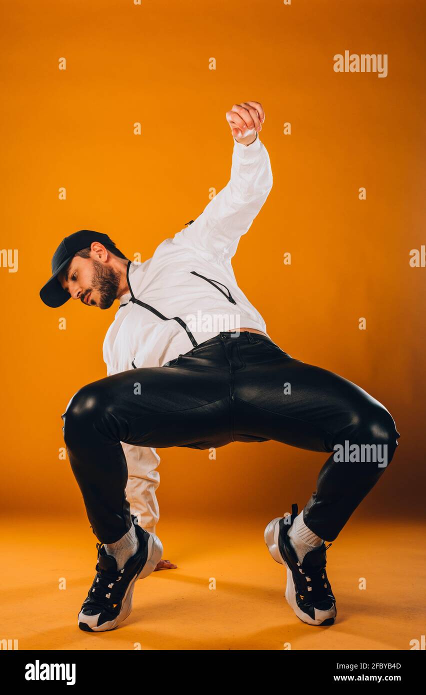 Full body shot of a trendy young man wearing modern style clothes Stock ...