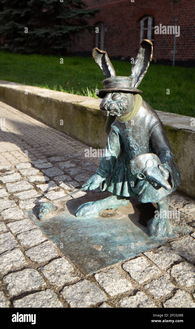 bronze rabbit - one of the bronze rabbits sculptures in the old town ...