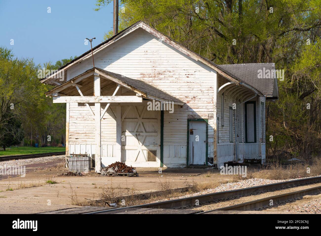 Old train station in small Midwest town Stock Photo - Alamy