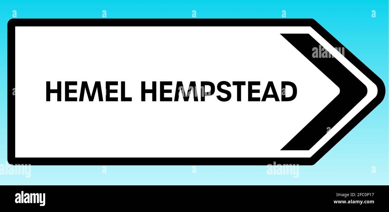 A graphic illlustration of a British road sign pointing to Hemel ...