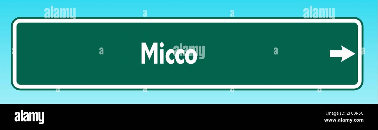 A graphic illlustration of an American road sign pointing to Micco ...