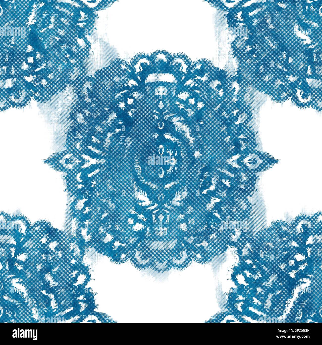 Seamless blue crosshatch tribal rug motif pattern Stock Photo - Alamy