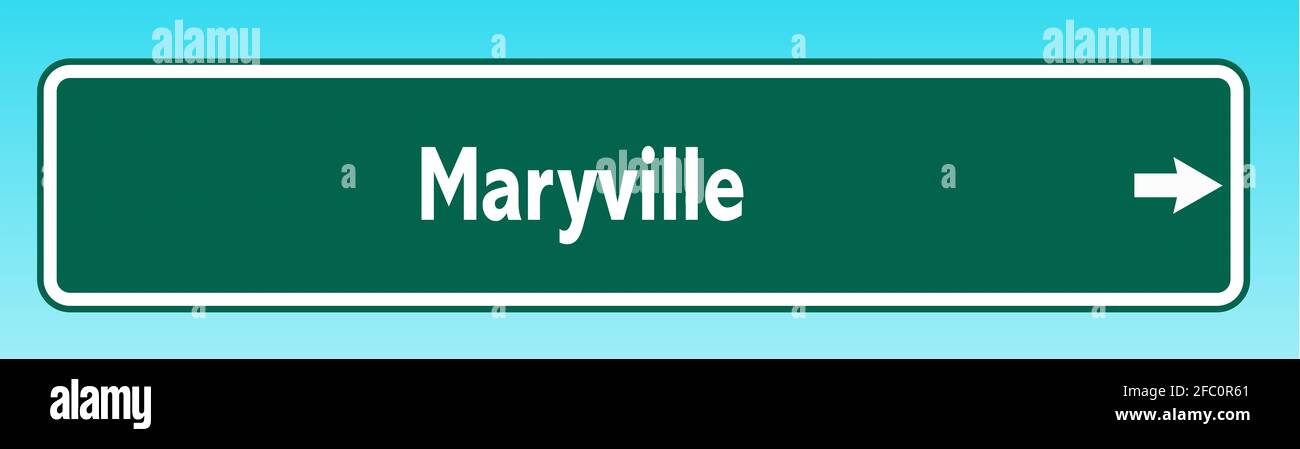 A graphic illlustration of an American road sign pointing to Maryville ...
