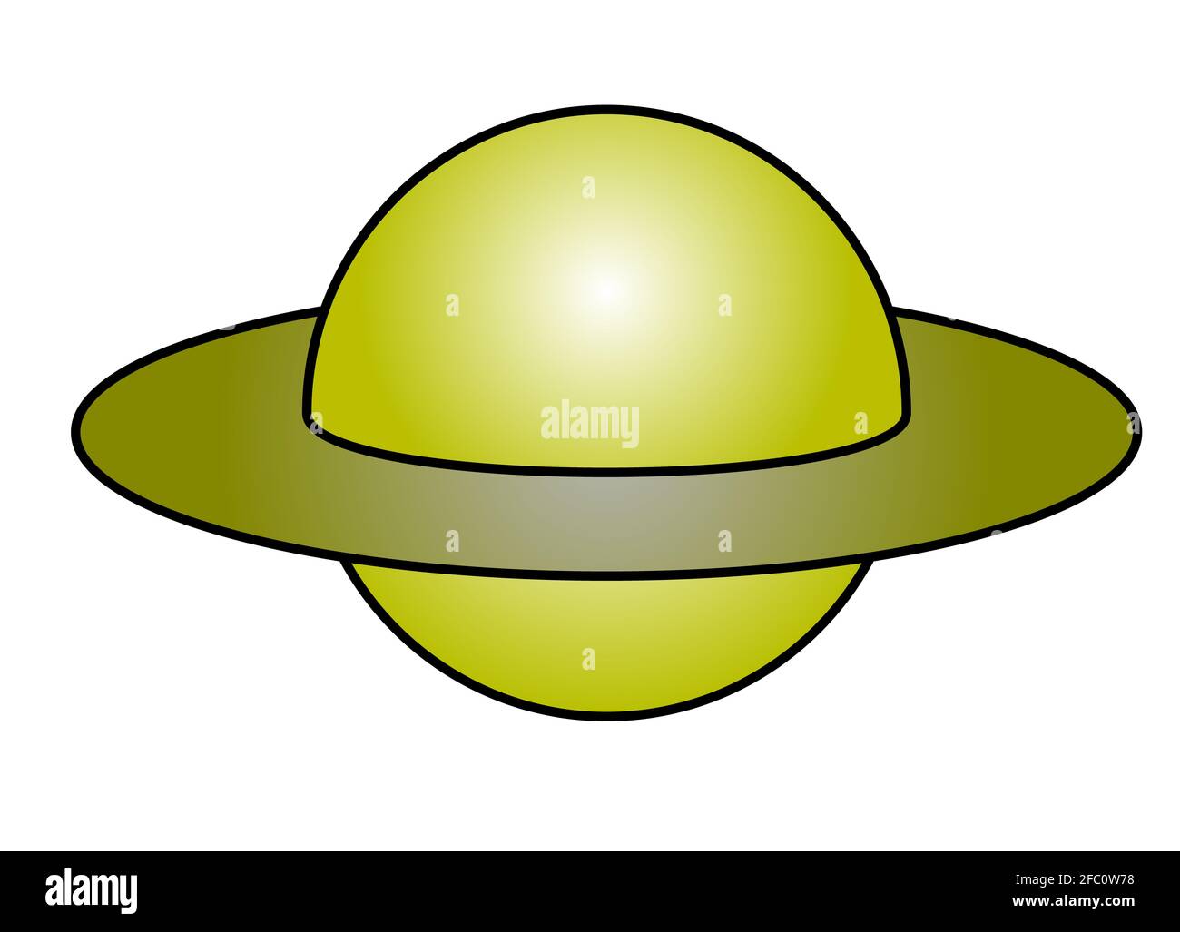 A graphic illustration of a Ringed Planet in Yellow for use as an icon ...