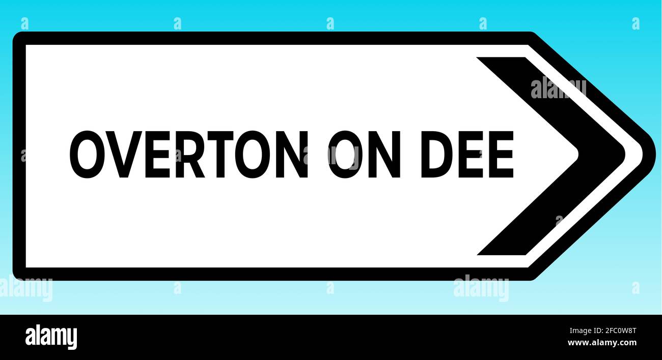 A graphic illlustration of a British road sign pointing to Overton on ...