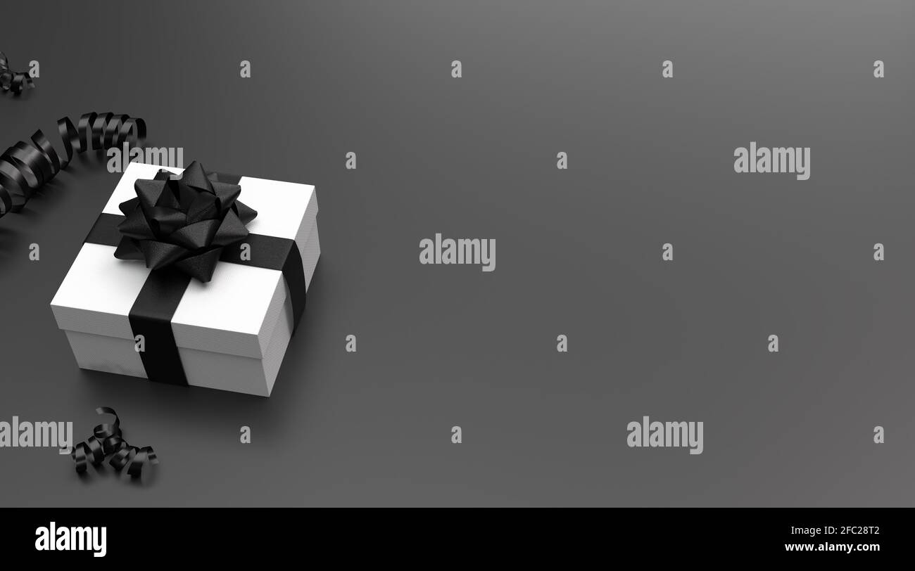 Black blank present box with dark background gift and sales mockup ...