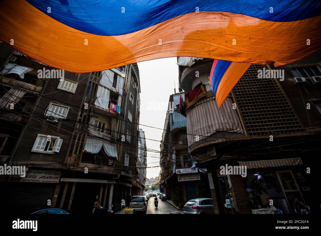 Beirut, Beirut, Lebanon. 23rd Apr, 2021. Armenian flags, placed in ...