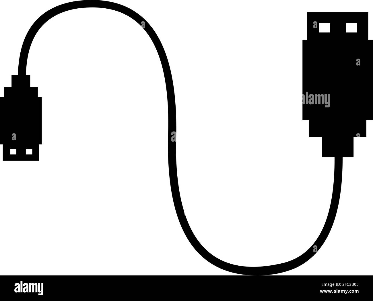 Vector illustration of black silhouette of a usb cable Stock Vector ...