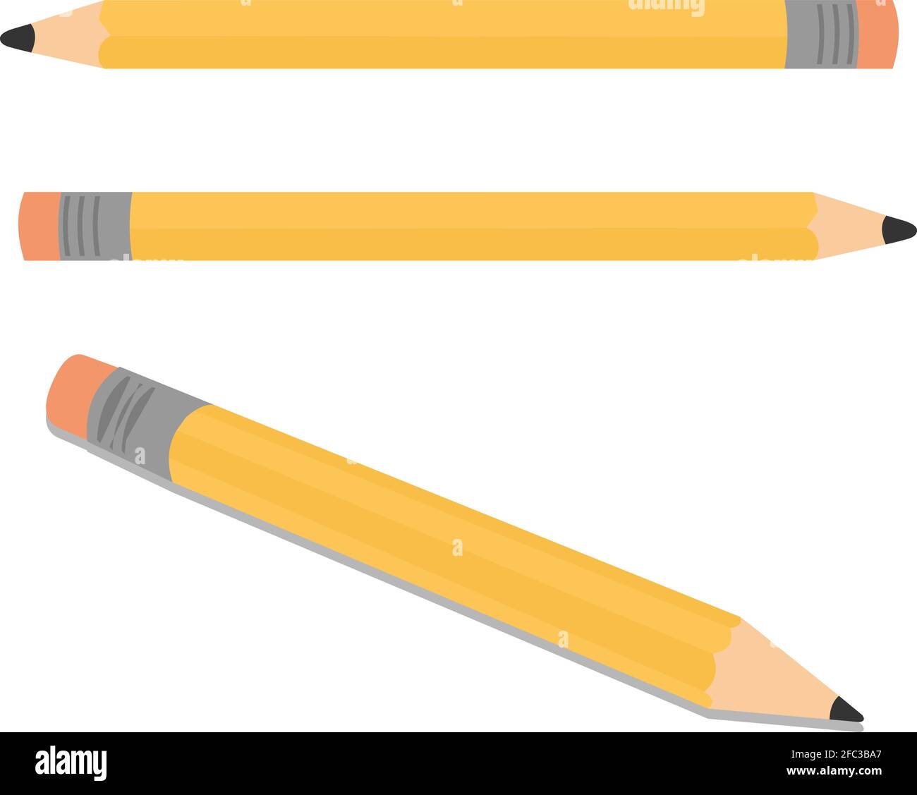 Vector illustration of a pencil in different perspectives Stock Vector ...
