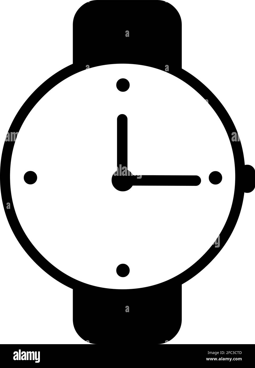 Vector illustration of black and white icon of a hand watch Stock ...