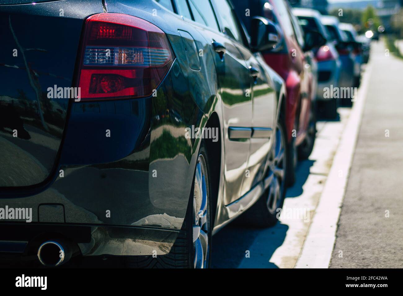 Reims France April 23, 2021 Cars parked in the streets of the city ...