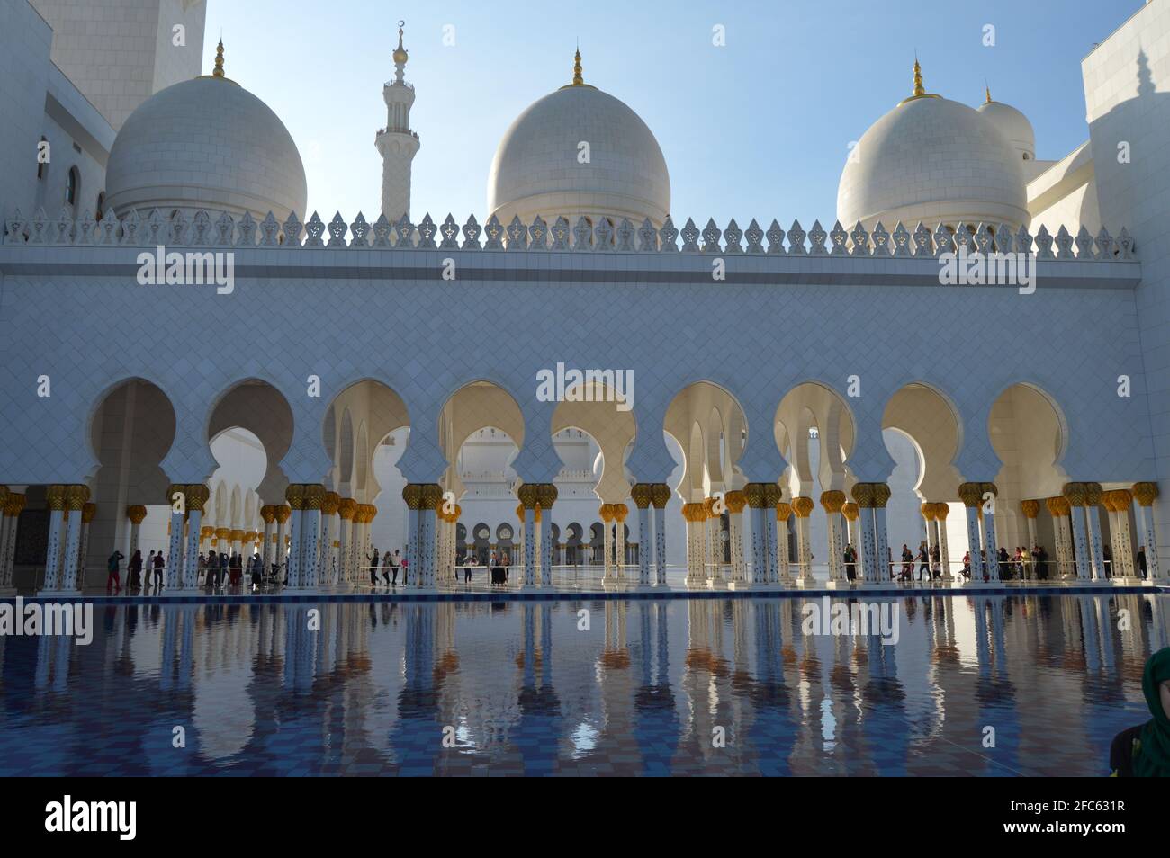 The grand Sheikh Zayed mosque domes and pillars in UAE Abu Dhabi Stock ...