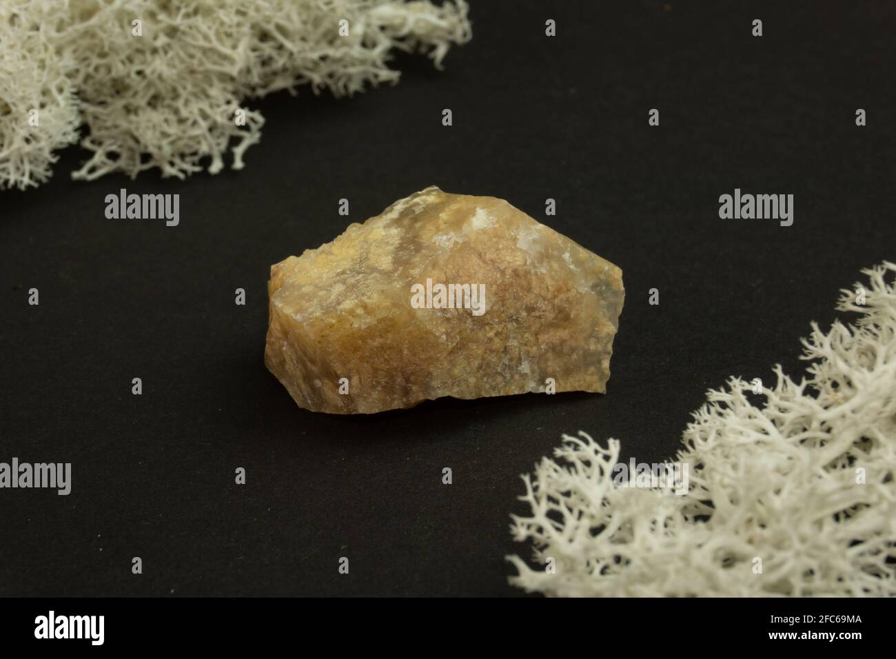 Chalcedony from Madagascar. Natural mineral stone on a black background ...