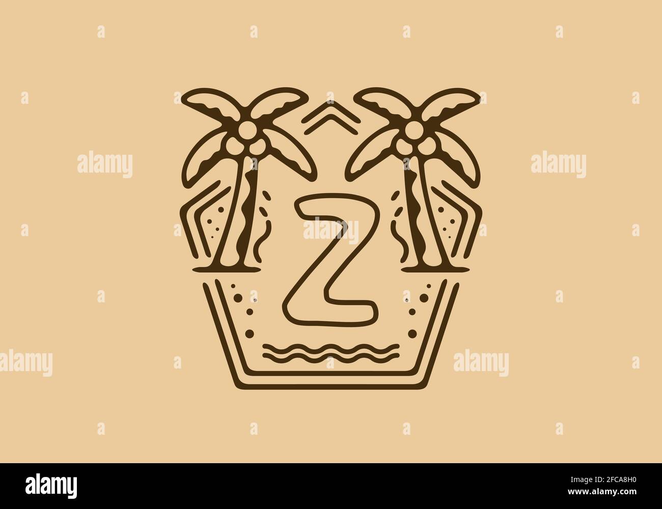 Bright and dark brown color of Z initial name in beach theme frame ...