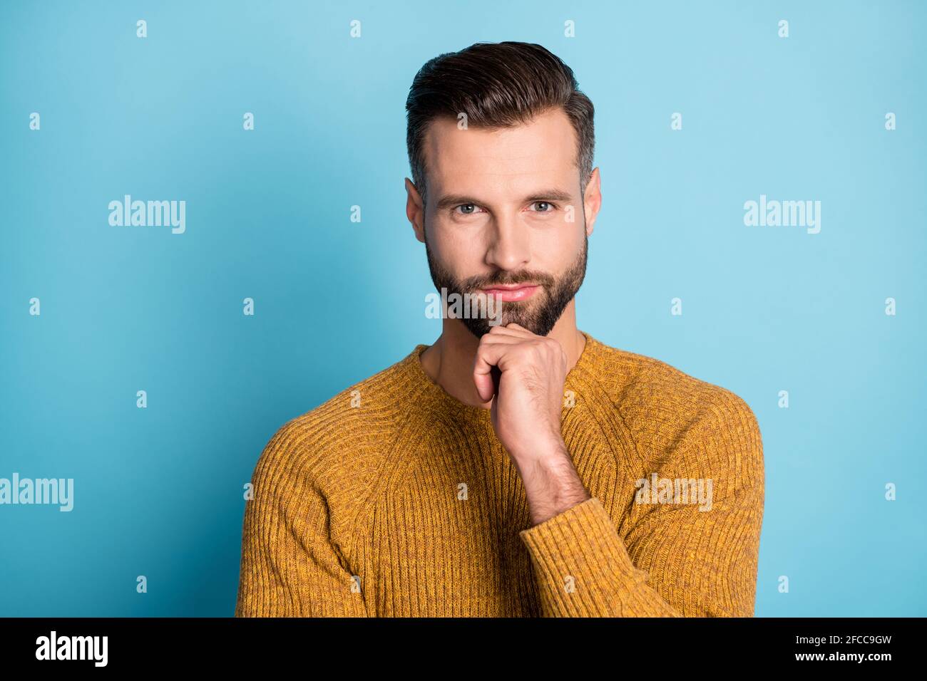 Business man hold chin businessman hi-res stock photography and images ...