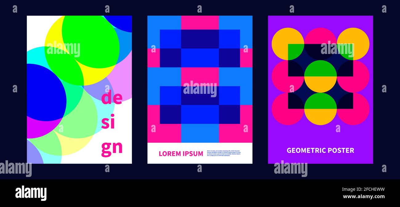 Geometric minimal poster. Set of abstract backgrounds, covers with ...