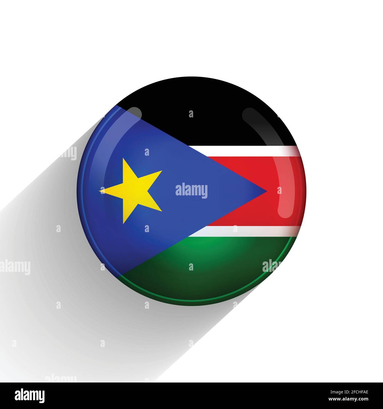 Glass light ball with flag of South Sudan. Round sphere, template icon ...