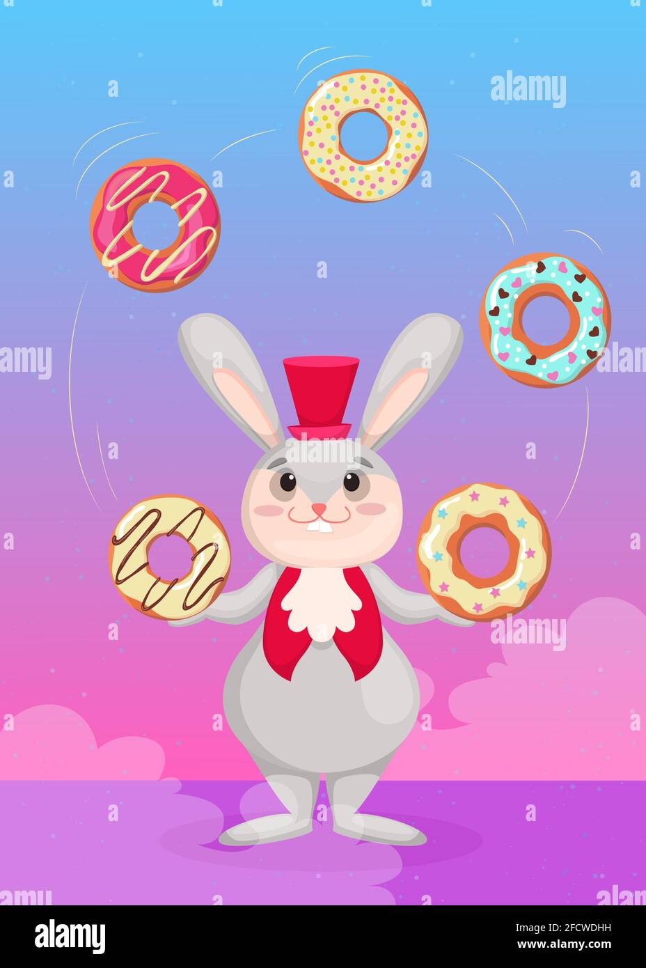 Cartoon Illustration Fat Rabbit Smiling High Resolution Stock ...