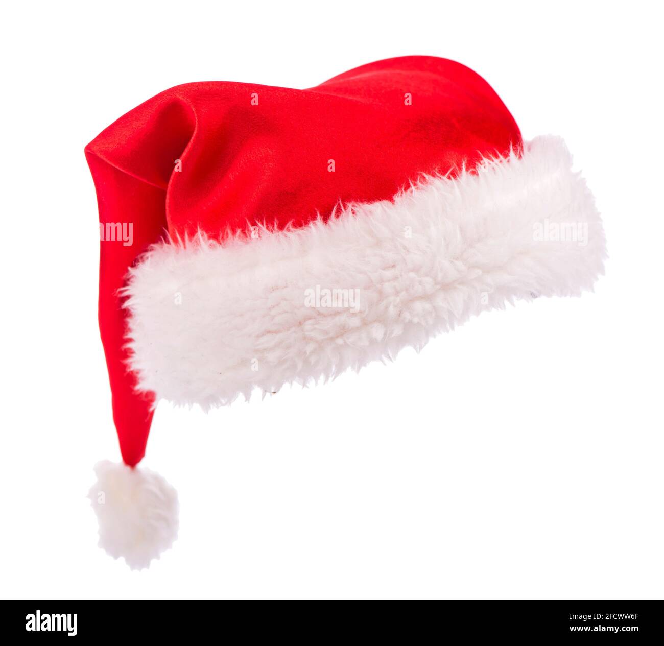 Single Santa Claus red hat isolated on white background Stock Photo - Alamy