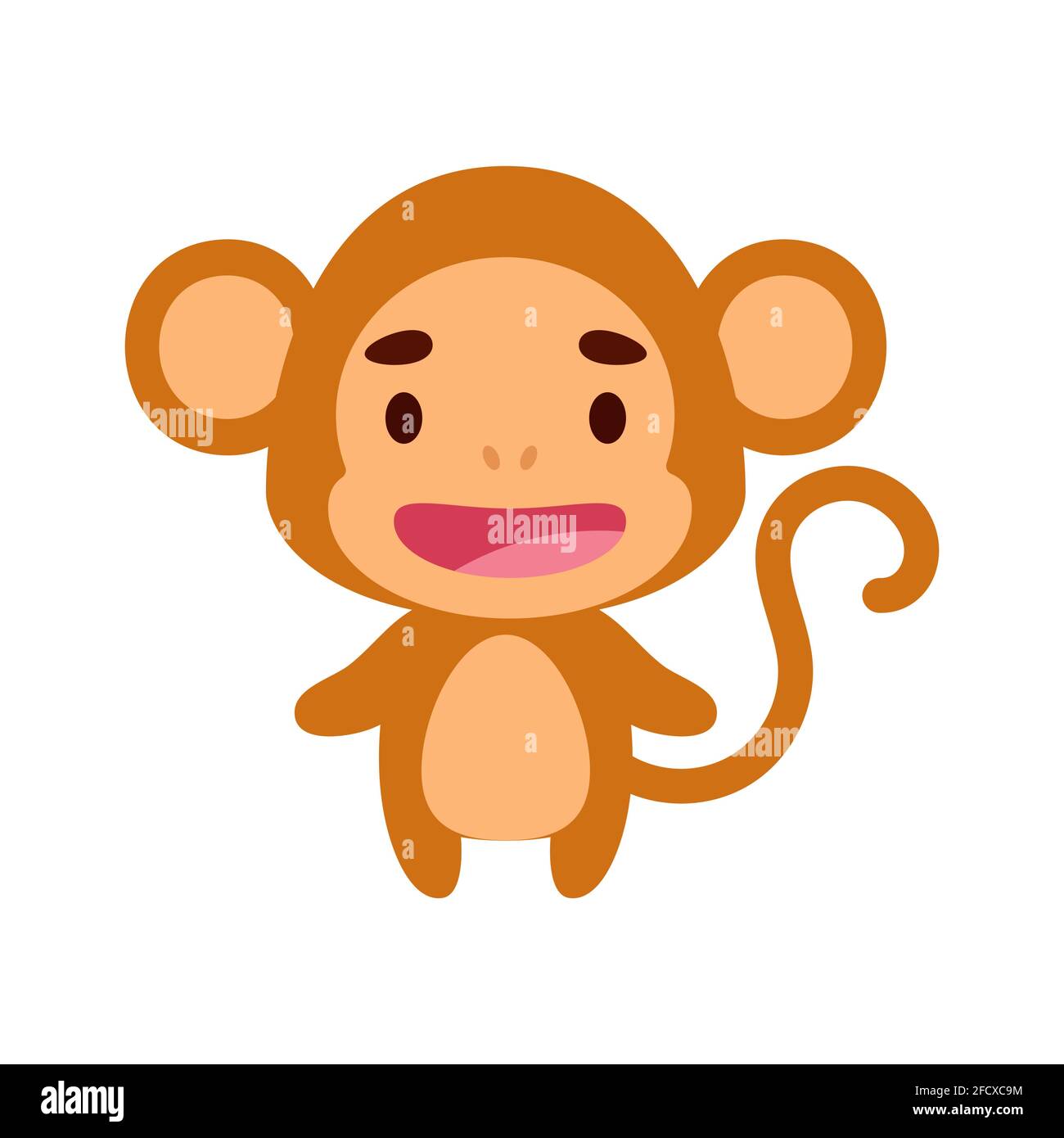 Cute little monkey on white background. Cartoon animal character for ...