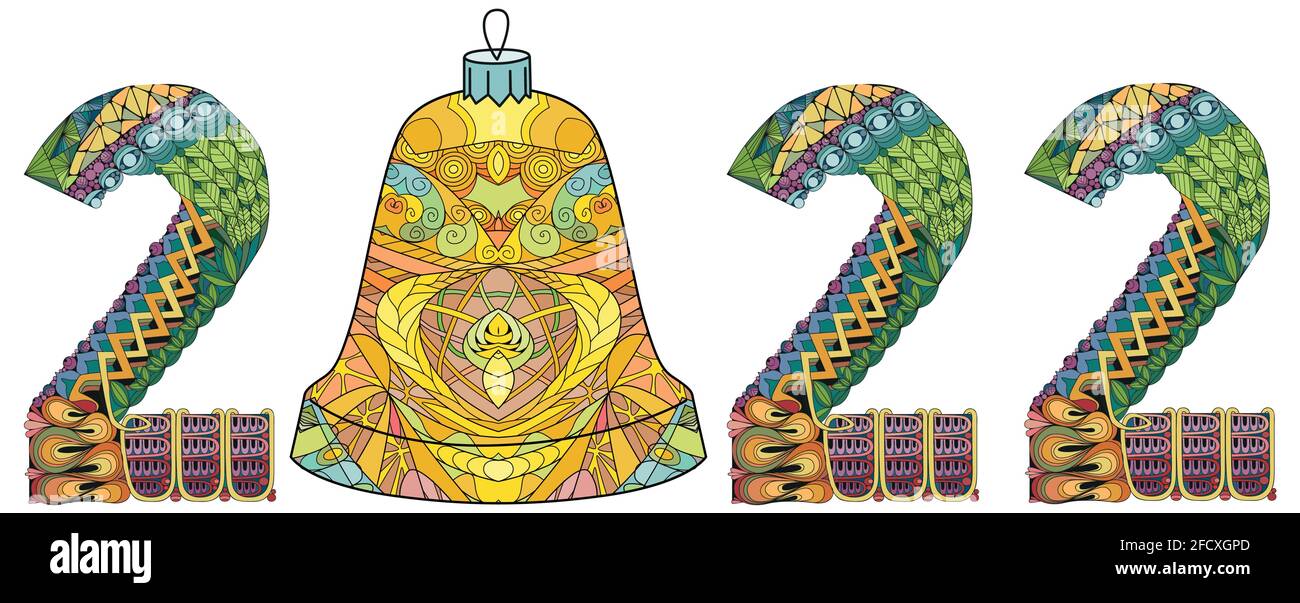 Hand-painted art design. Color hand drawn illustration. Number two ...