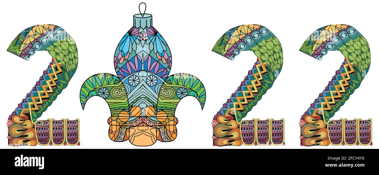 Hand-painted art design. Color hand drawn illustration. Number two ...