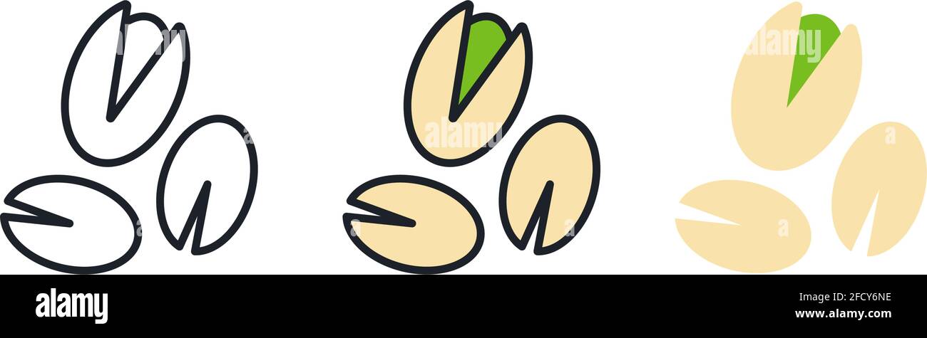 Pistachio Icon Linear Color Flat Icons Of Nuts Contour Shape Outline Isolated On White Thin