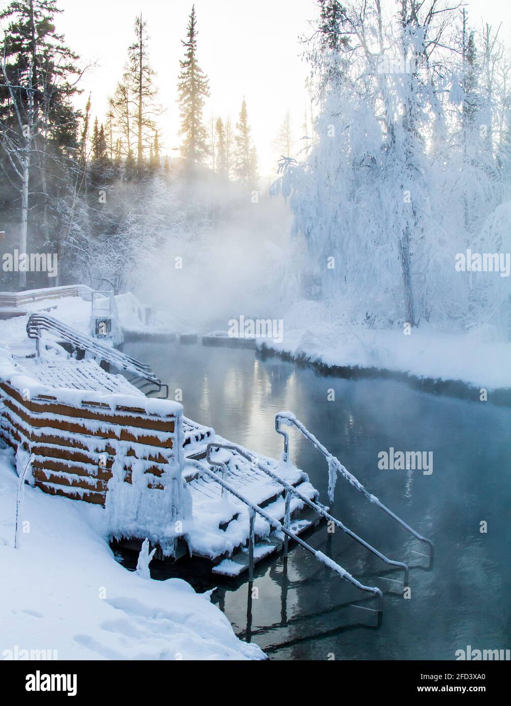 Liard Hot Springs in northern BC in winter, on the Alaska Highway ...