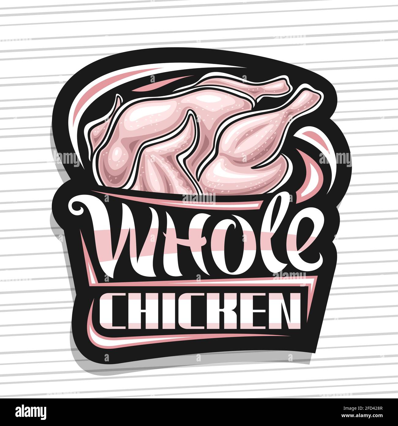 Vector logo for Whole Chicken, dark decorative signboard with ...