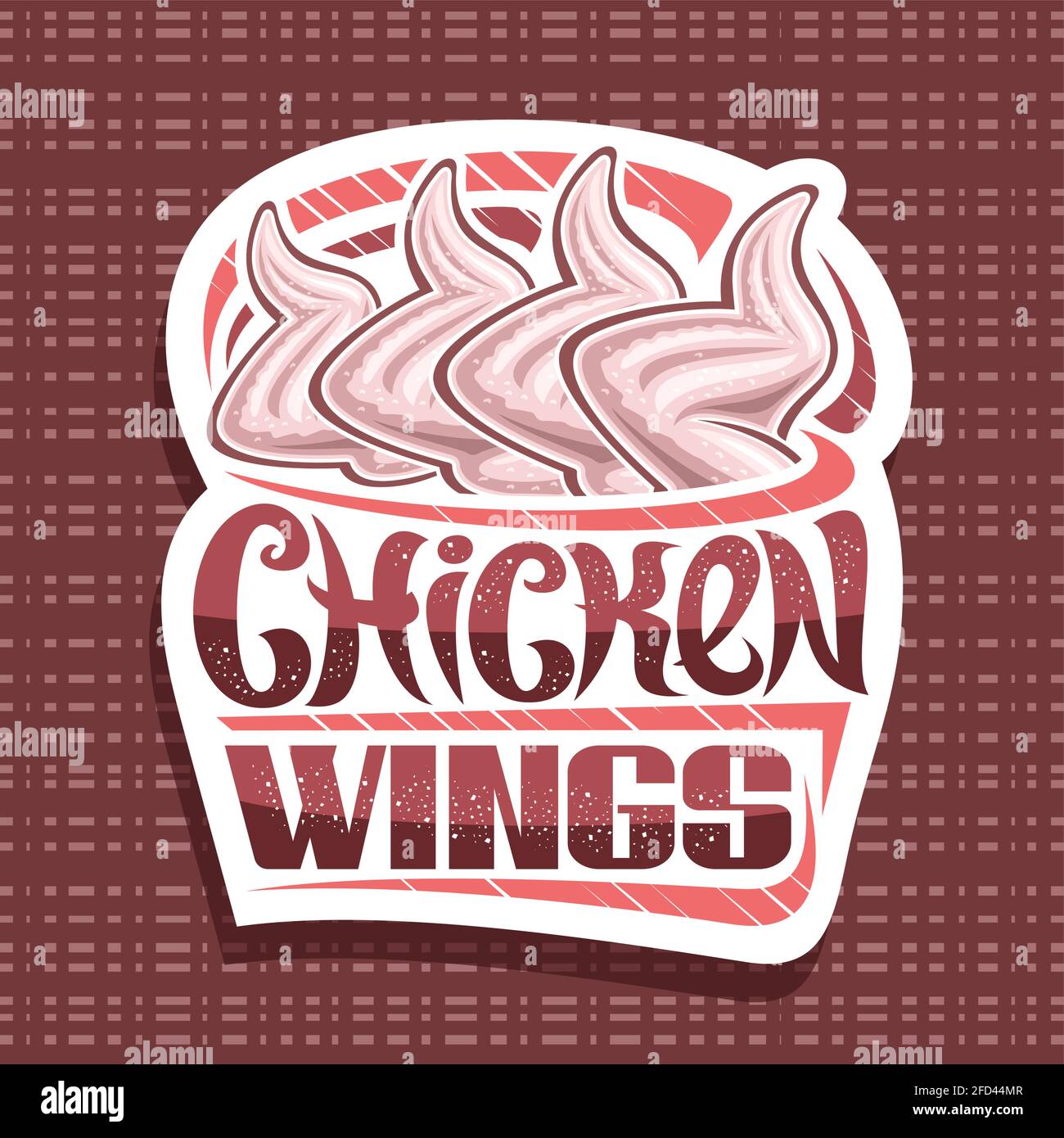 Vector logo for Chicken Wings, white decorative sign board with ...