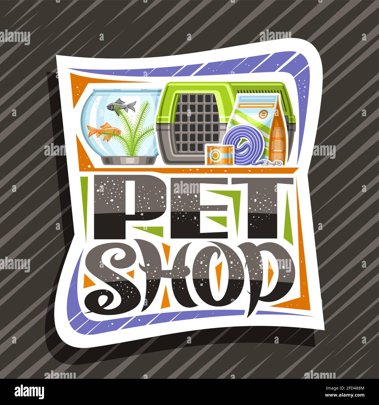 Vector logo for Pet Shop, decorative sign board with illustration of ...