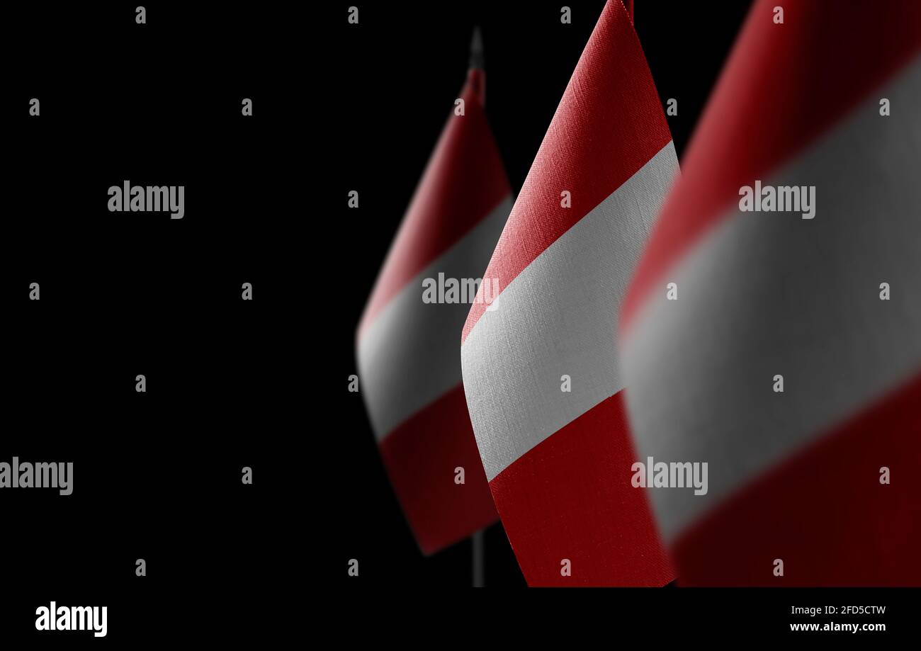 Small national flags of the Peru on a black background Stock Photo - Alamy