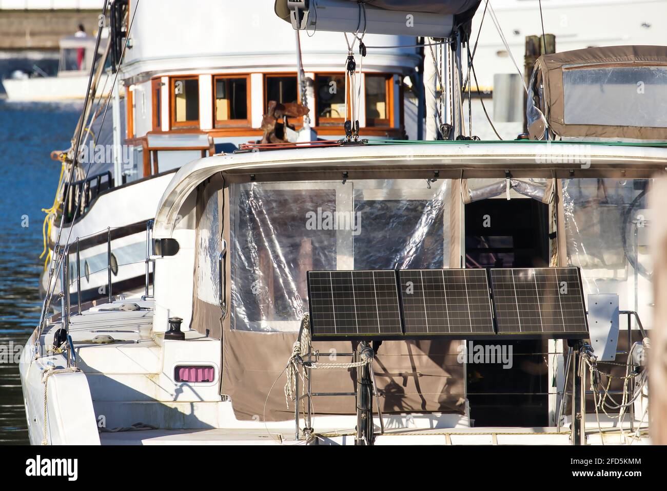 Yacht with solar panels hi-res stock photography and images - Alamy