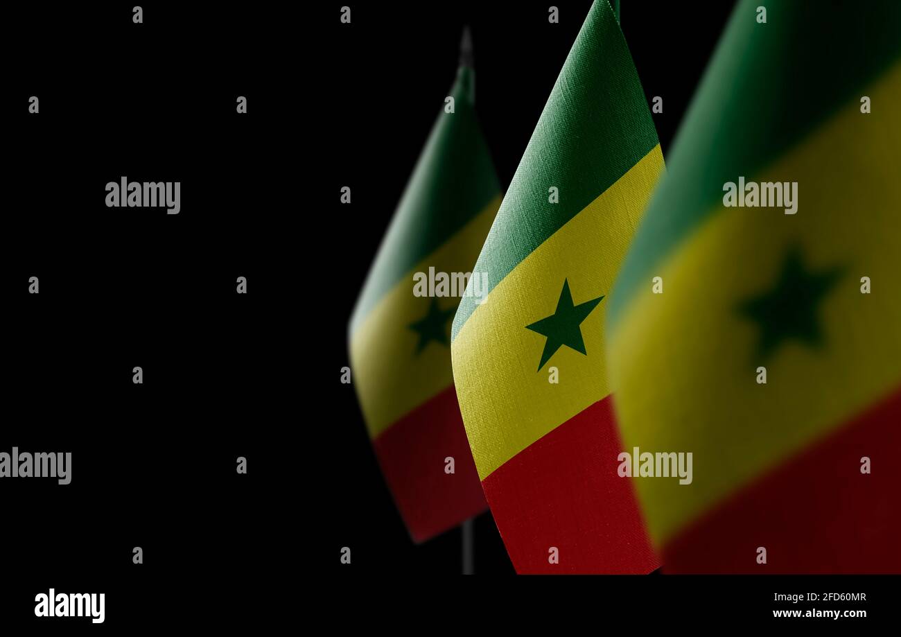 Small national flags of the Senegal on a black background Stock Photo ...