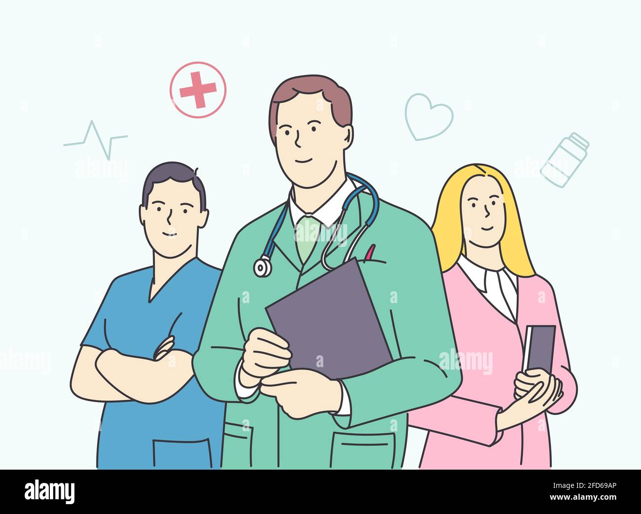 Happy smiling doctors men medicine Stock Vector Images - Alamy