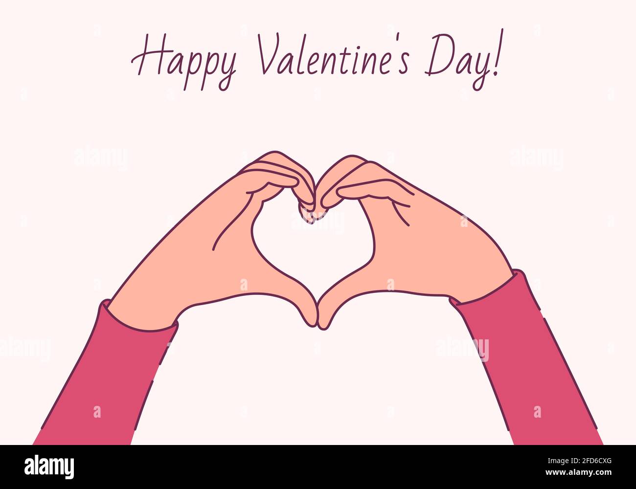 Happy Valentines day, love concept. Female hands in the form of heart ...